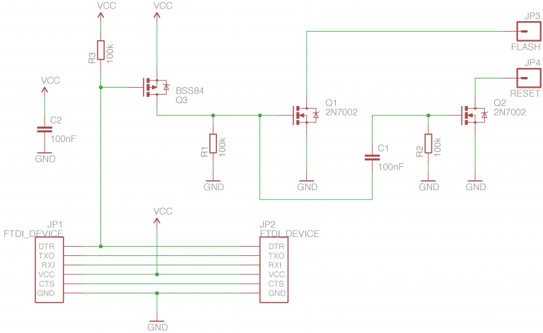Autoreset and flashing circuit for ESP8266 with FTDI interface | JCE's Blog